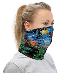 Chocolate Labrador Dog Starry Night Art Face Mask Face Shield Washable ...
