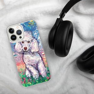 White Poodle Night iPhone Case Dog Lover Phone Protector Starry Night ...