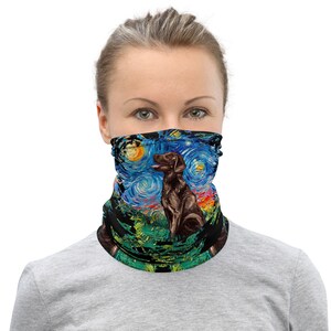 Chocolate Labrador Dog Starry Night Art Face Mask Face Shield Washable ...