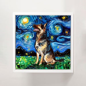 German Shepherd Profile Art FRAMED CANVAS Print Starry Night Dog ...