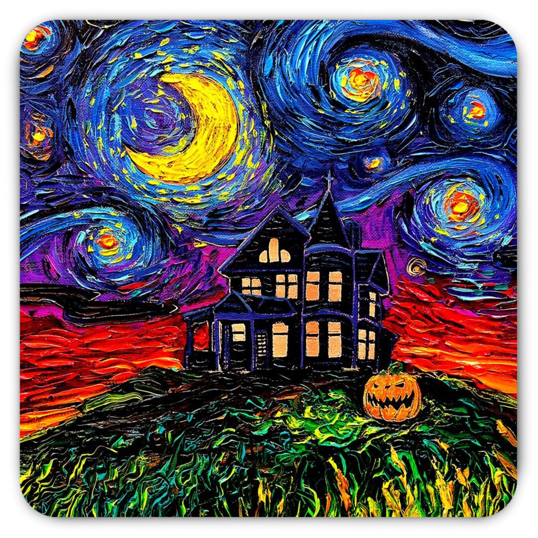 Magnet Halloween Haunted House and Pumpkin Starry Night Refrigerator ...