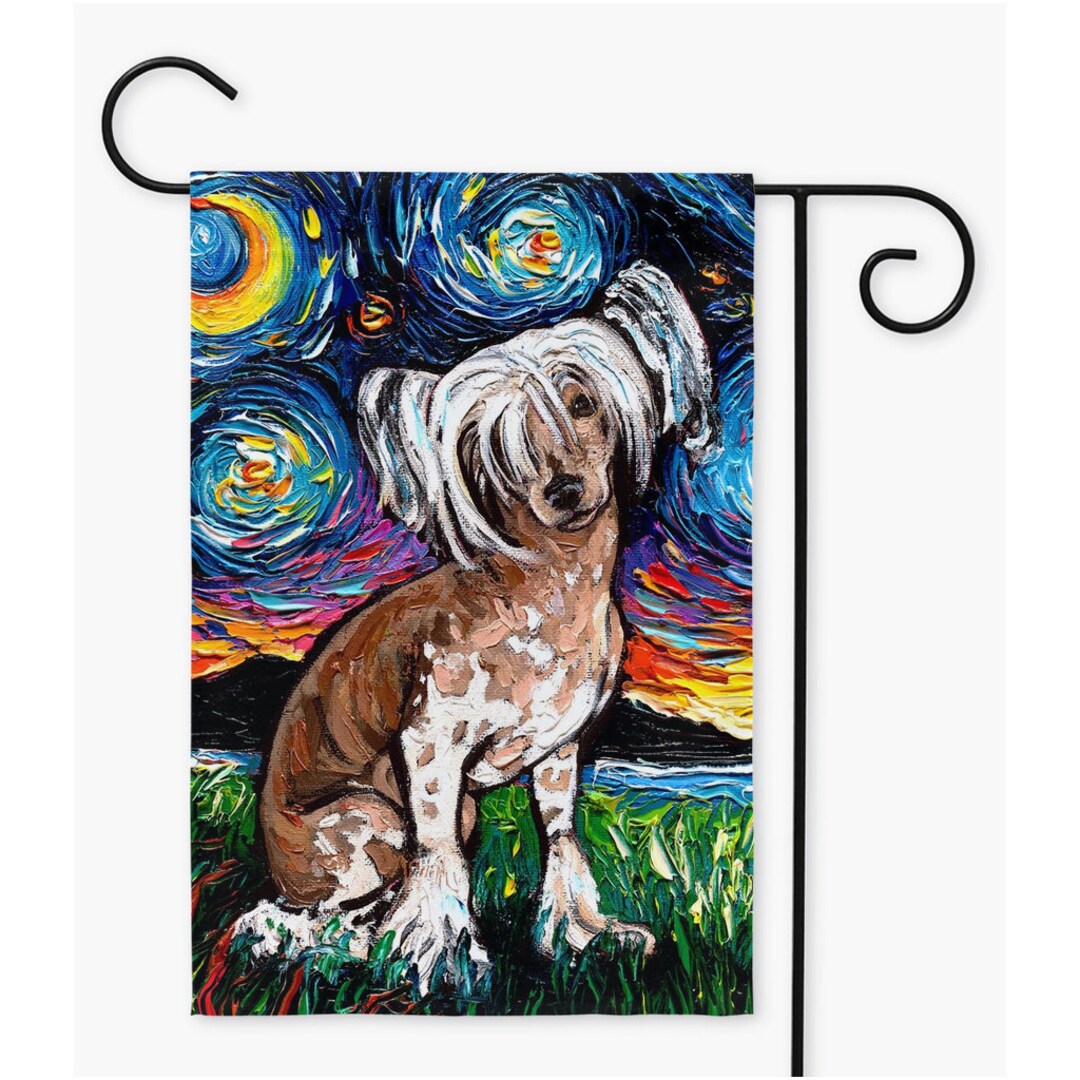 Chinese Crested Starry Night Art Yard or House Flag - Etsy