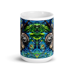 Cute Three Toed Sloth Coffee Mug Starry Night Art by Aja Ceramic Cup ...