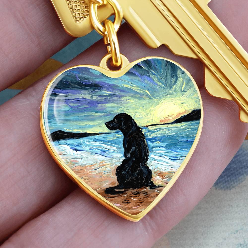 Black Labrador Engraved Keychain Dog Keyring Beach Sunset Keytag ...