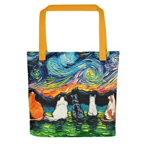 Cats Starry Night Tote Bag Handbag Artwork by Aja Cat Lover Gift - Etsy