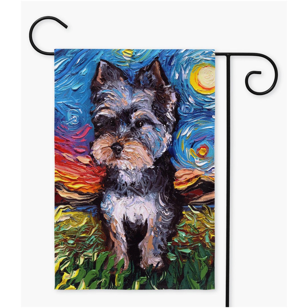 Yorkshire Terrier Yorkie Starry Night Dog Colorful Yard Flags Double ...