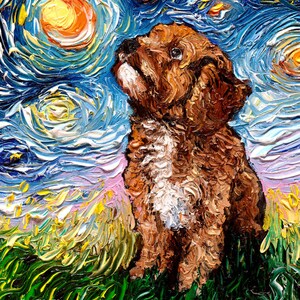 Cavapoo Dog Art CANVAS Print Starry Night Ready to Hang Wall Decor ...
