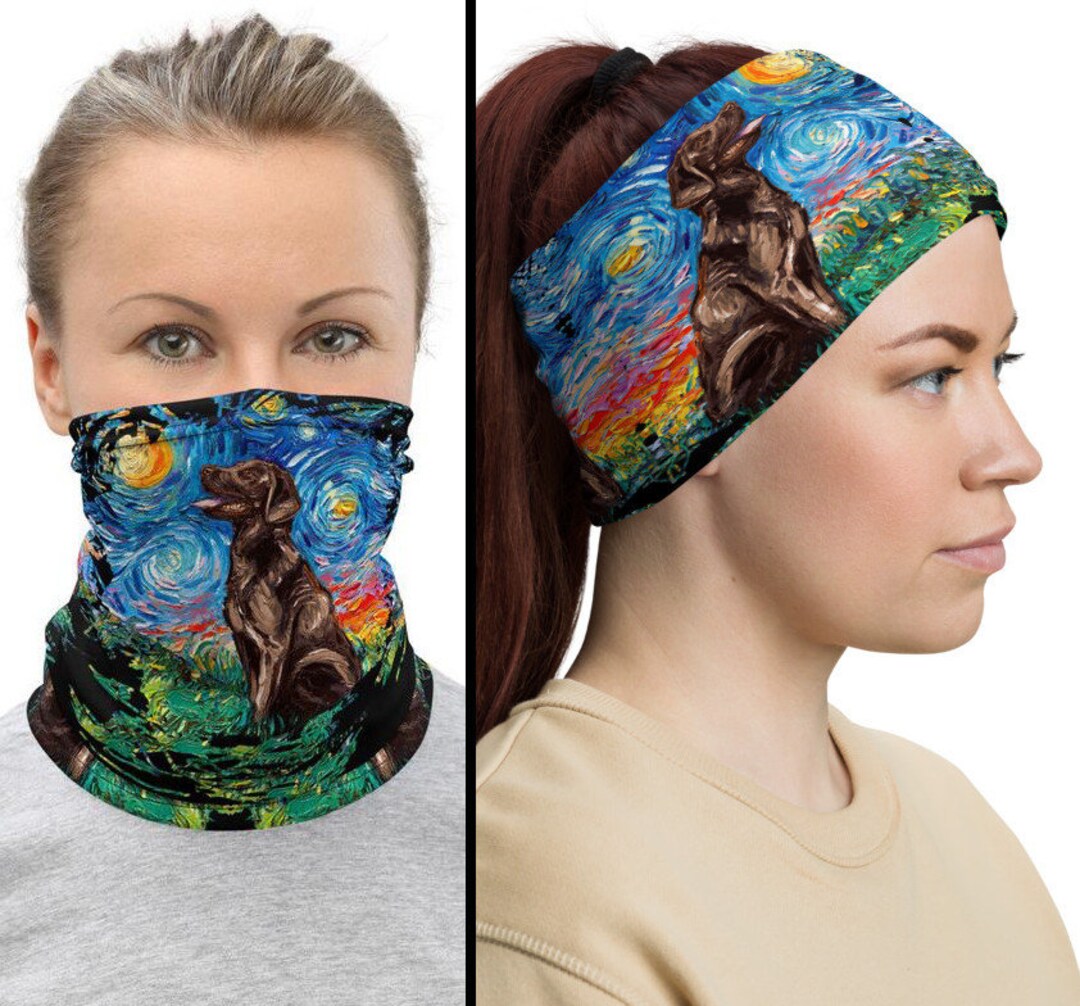 Chocolate Labrador Dog Starry Night Art Face Mask Face Shield Washable ...