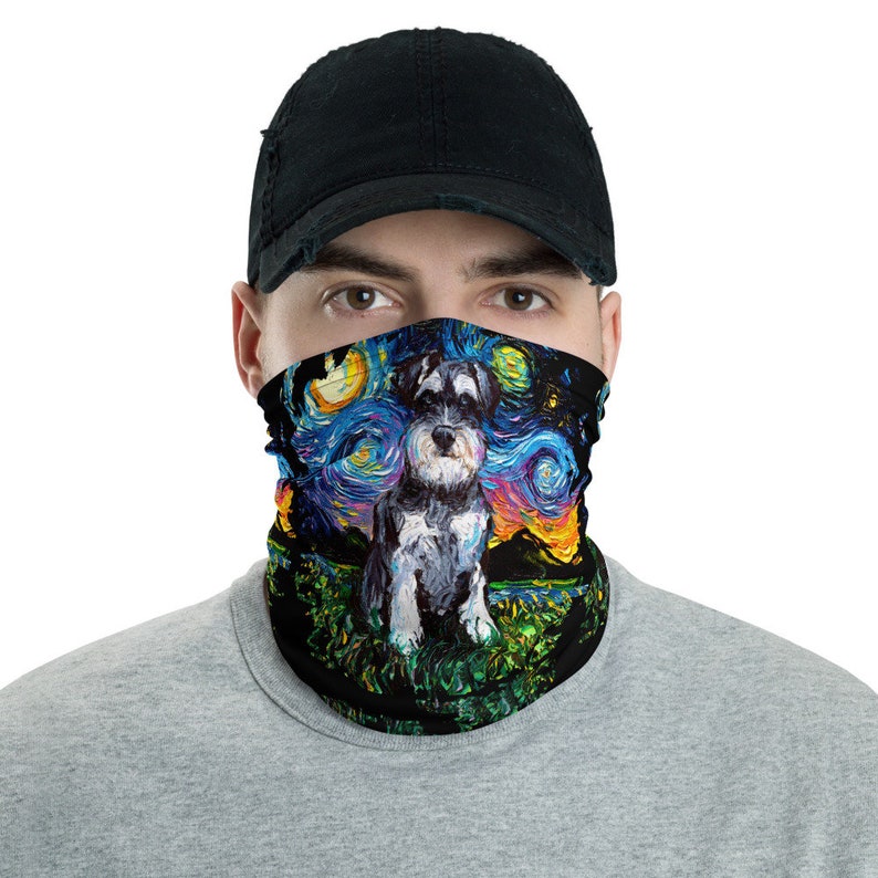 Schnauzer Dog Starry Night Art Face Mask Face Shield Washable - Etsy