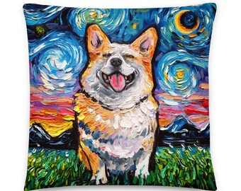 Papillon Dog Lover Starry Night Basic Throw Pillow Art by Aja | Etsy