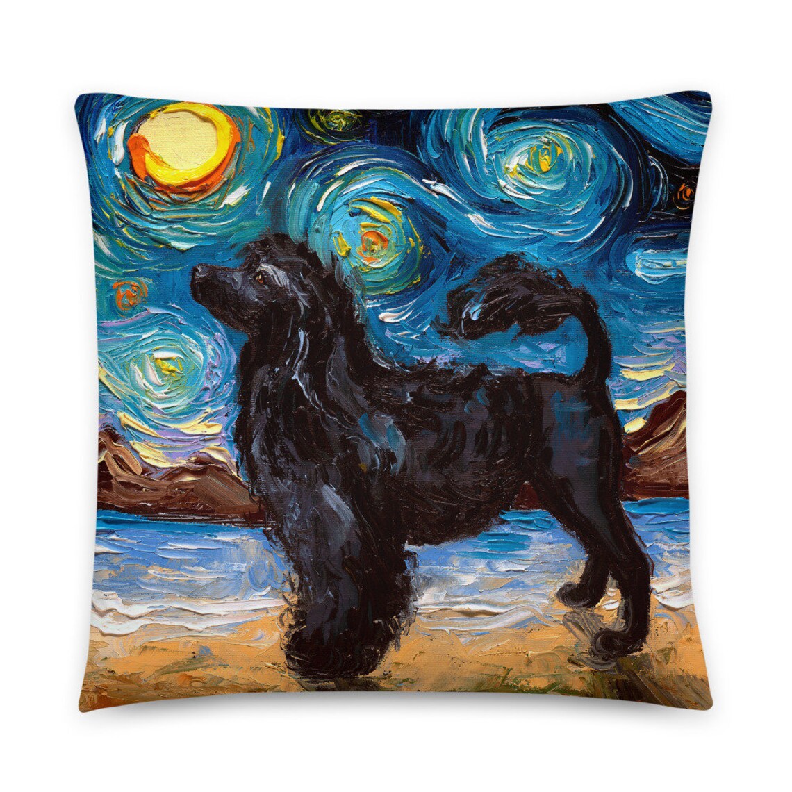 Portuguese Water Dog Lover Starry Night Basic Throw Pillow Art - Etsy