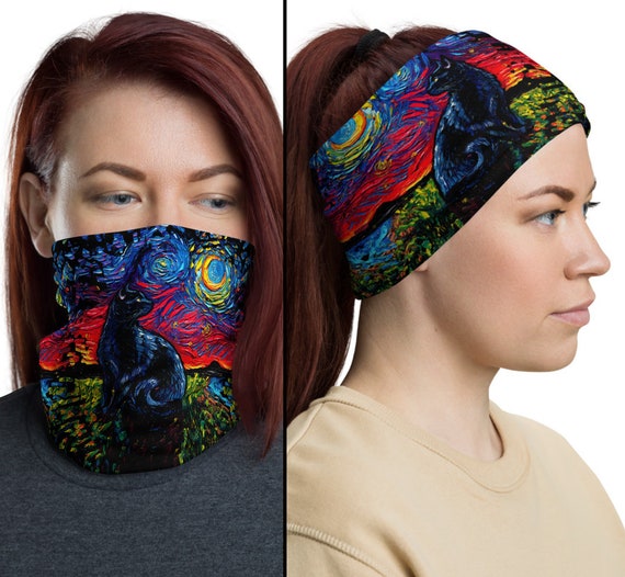 Black Cat and Moon Starry Night Art Face Mask Face Shield - Etsy