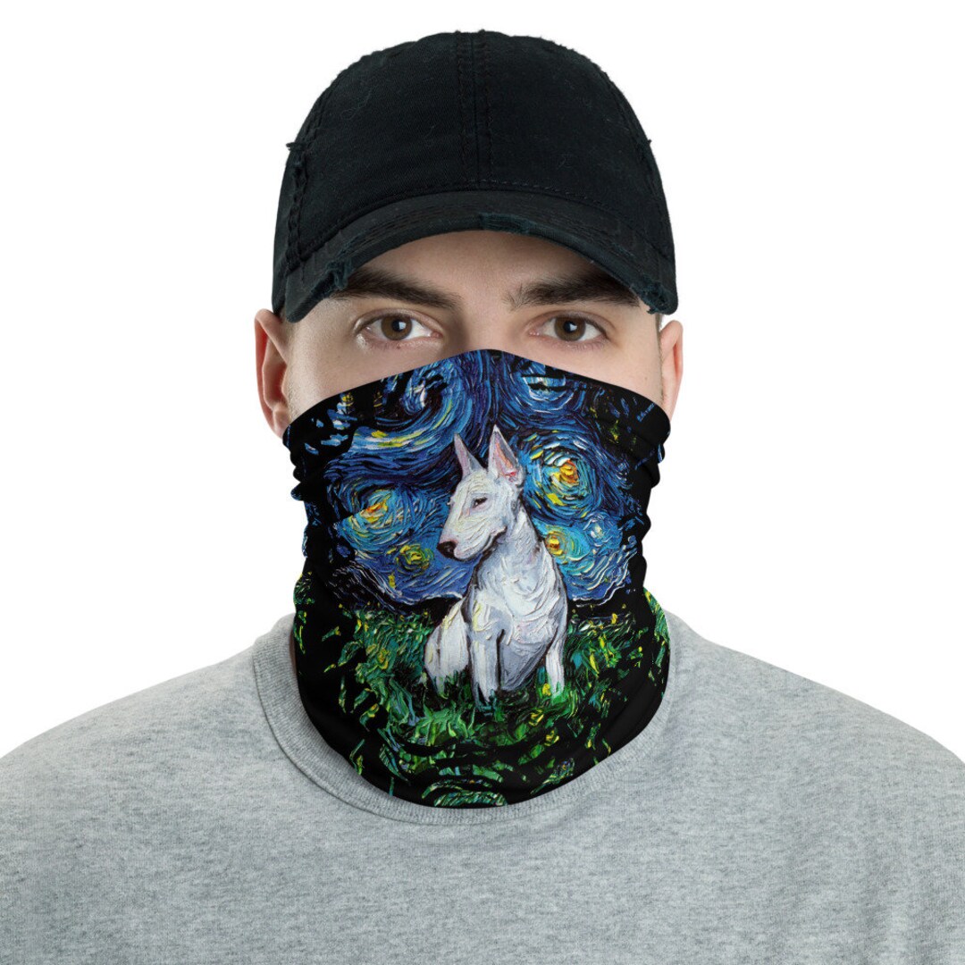 Bull Terrier Dog Starry Night Art Face Mask Face Shield Washable ...