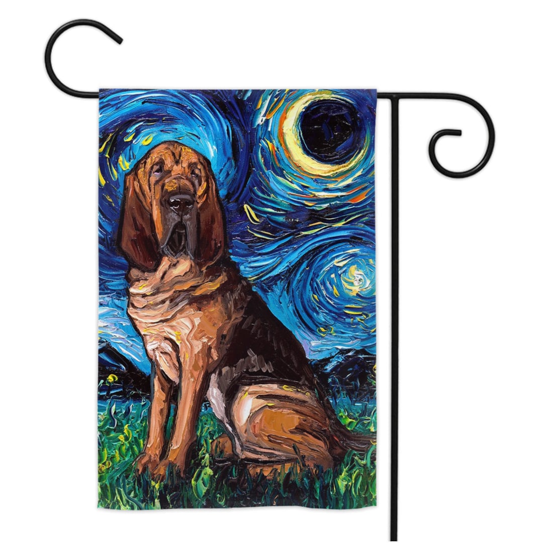 Bloodhound Starry Night Yard Flags Double Sided Printing Art by Aja ...