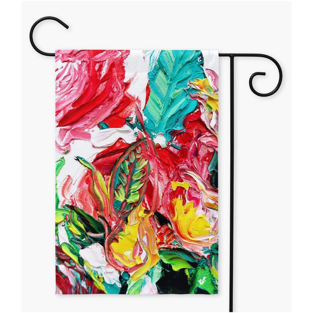 Yard Flags Abstract Rose and Tulips Flowers Double Sided Printing Art ...