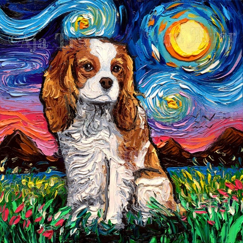CAVALIER KING CHARLES Spaniel Dog Portrait Art Canvas Print of - Etsy