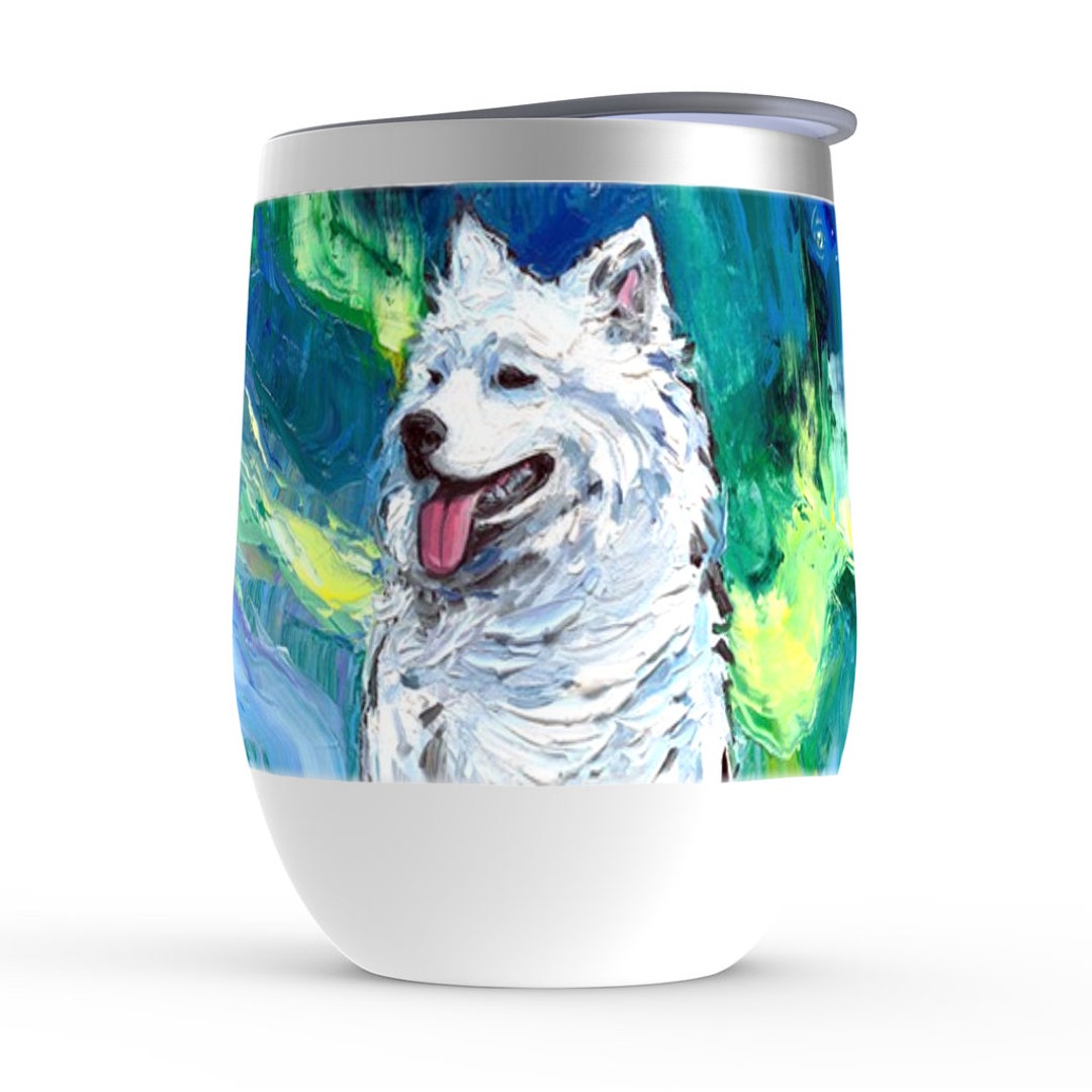 Samoyed Starry Night Dog Stemless Wine Tumblers Cup With Lid - Etsy