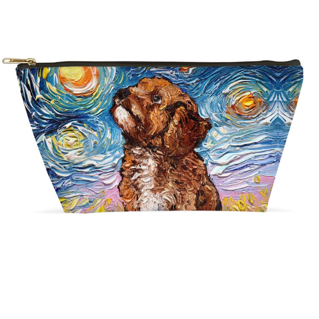 Cavapoo Dog Starry Night Art Accessory Pouch With T-bottom Stand up ...
