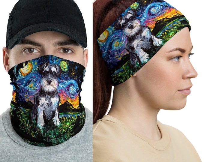 Gray Tabby Cat and Flowers Starry Night Art Face Mask Face Shield ...