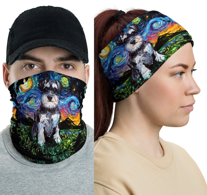 Schnauzer Dog Starry Night Art Face Mask Face Shield Washable - Etsy