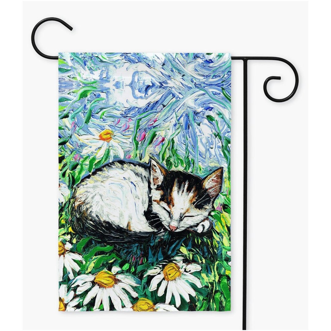 Sweet Dreams Kitten Spring Flowers Yard Flags Double Sided Printing Art ...