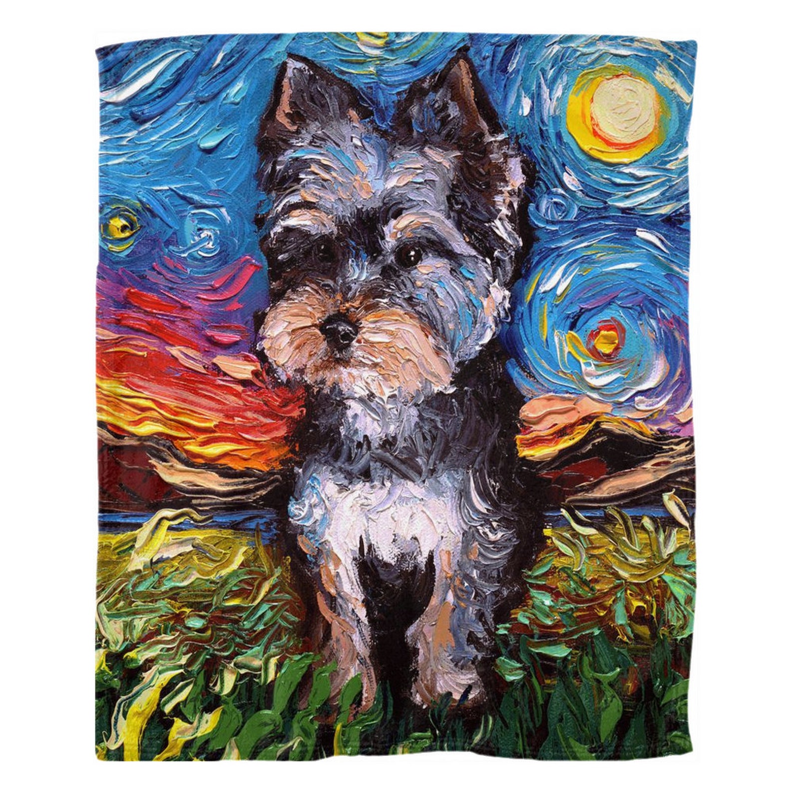 Yorkshire Terrier Yorkie Starry Night Dog 60x50 Inch Fleece Throw ...
