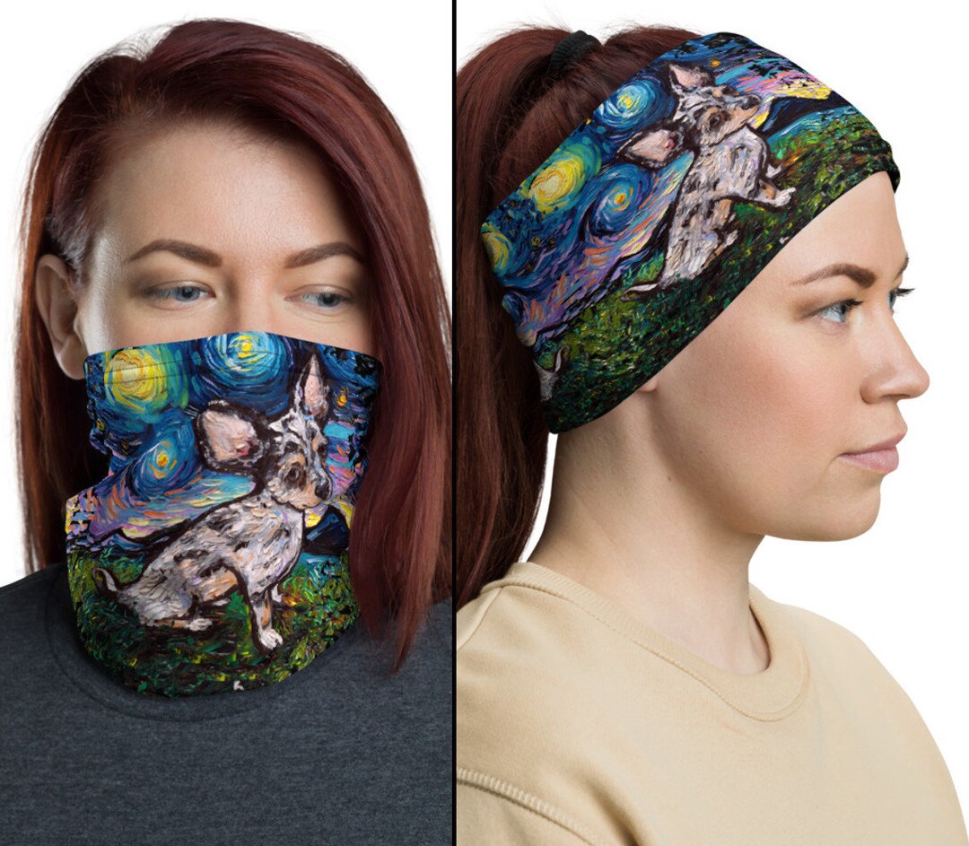 Merle Chihuahua Dog Starry Night Art Face Mask Face Shield Washable ...