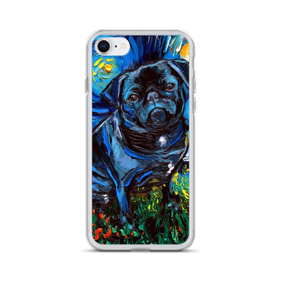 Black Pug Night Iphone Case Dog Lover Phone Protector Starry - Etsy