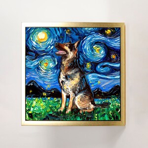 German Shepherd Profile Art FRAMED CANVAS Print Starry Night Dog ...