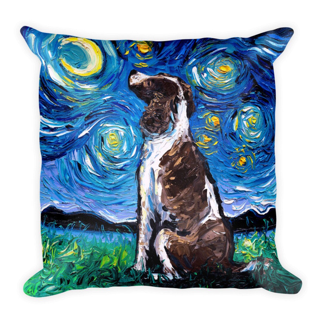 English Springer Spaniel Dog Lover Starry Night Basic Throw Pillow Art ...