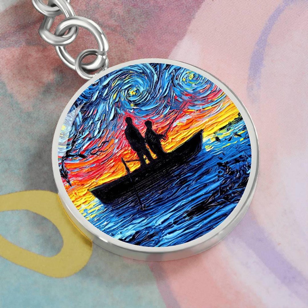 Father Son Fishing Keychain Engraved Starry Night Personalized Keyring ...