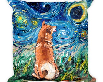 Papillon Dog Lover Starry Night Basic Throw Pillow Art by Aja | Etsy