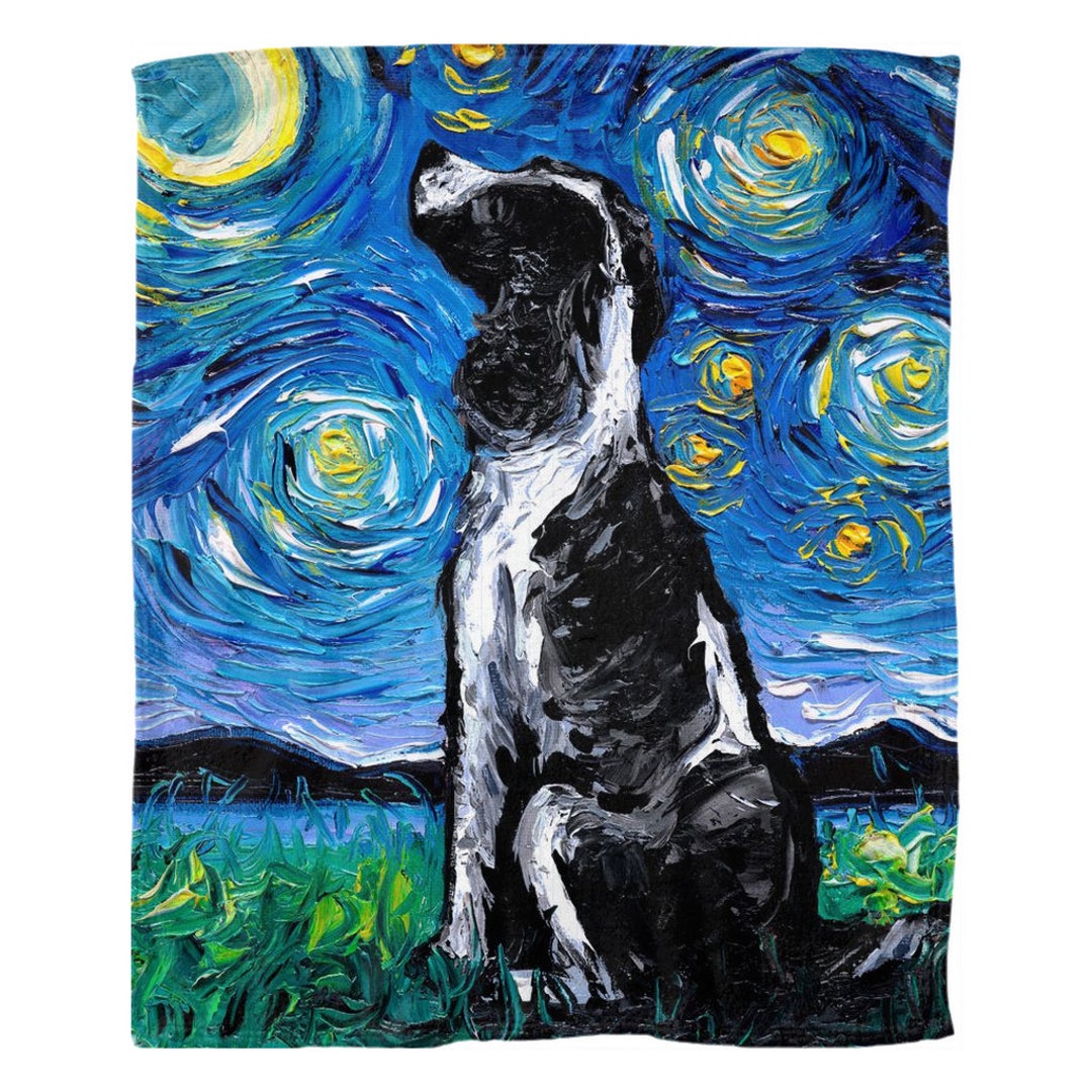 Fleece Throw Blanket Black and White English Springer Spaniel Starry ...