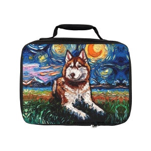 Lunch Bag Red Siberian Husky Starry Night Dog 9.5x7x2.8 Inches ...
