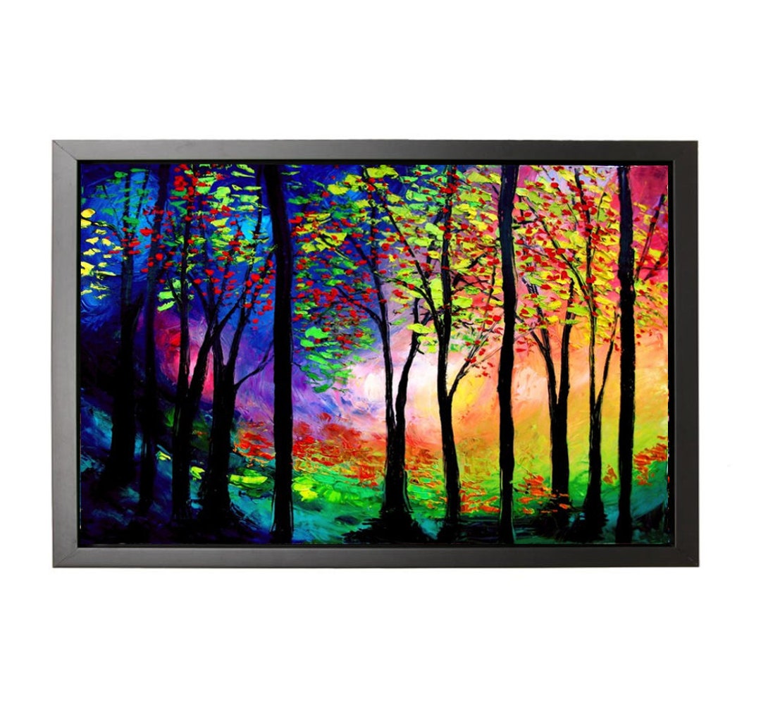 Colorful Fall Landscape Art READY to HANG 24x36x1.5 Black FRAMED Canvas ...