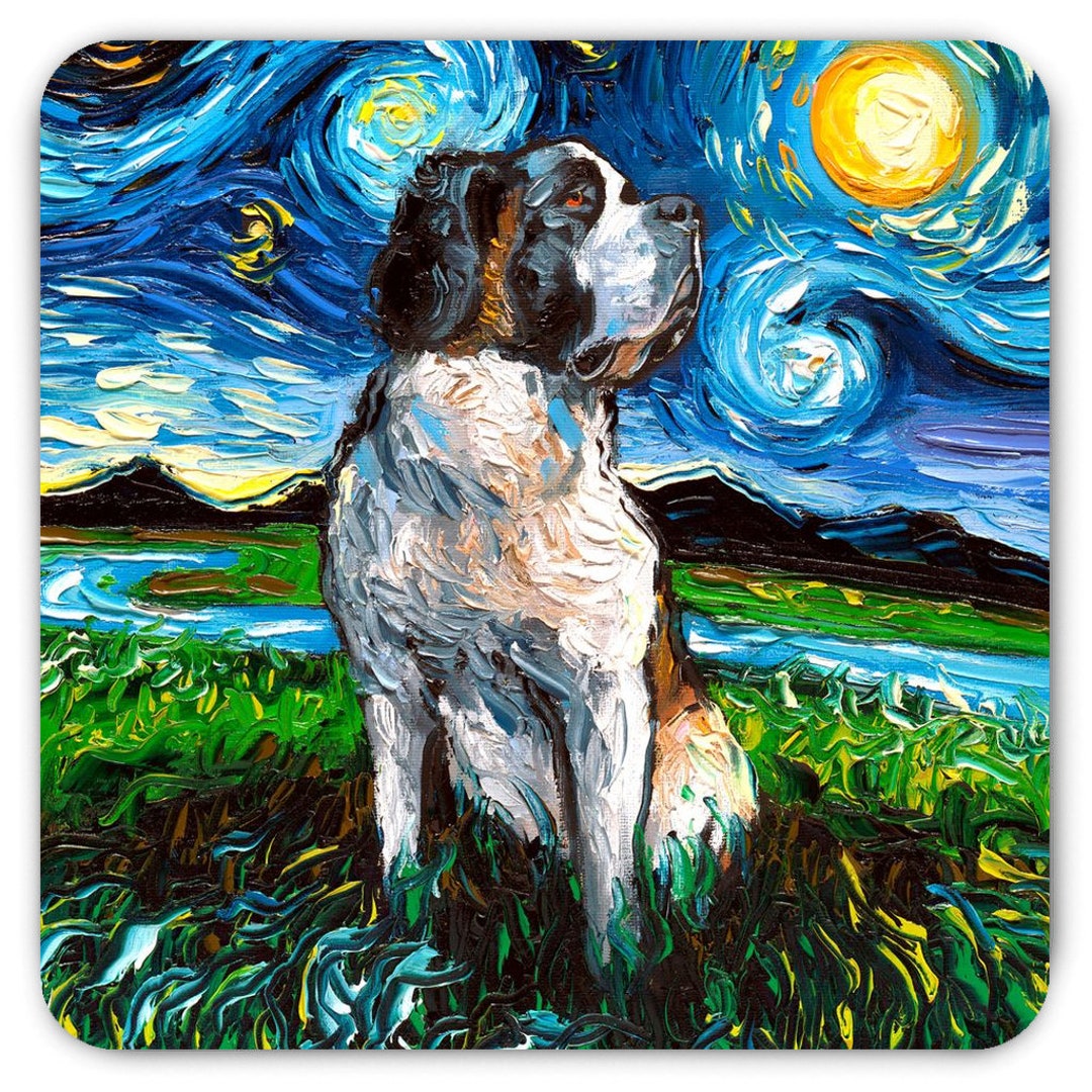 Magnet Saint Bernard Starry Night Dog Art Animal Refrigerator Magnet ...
