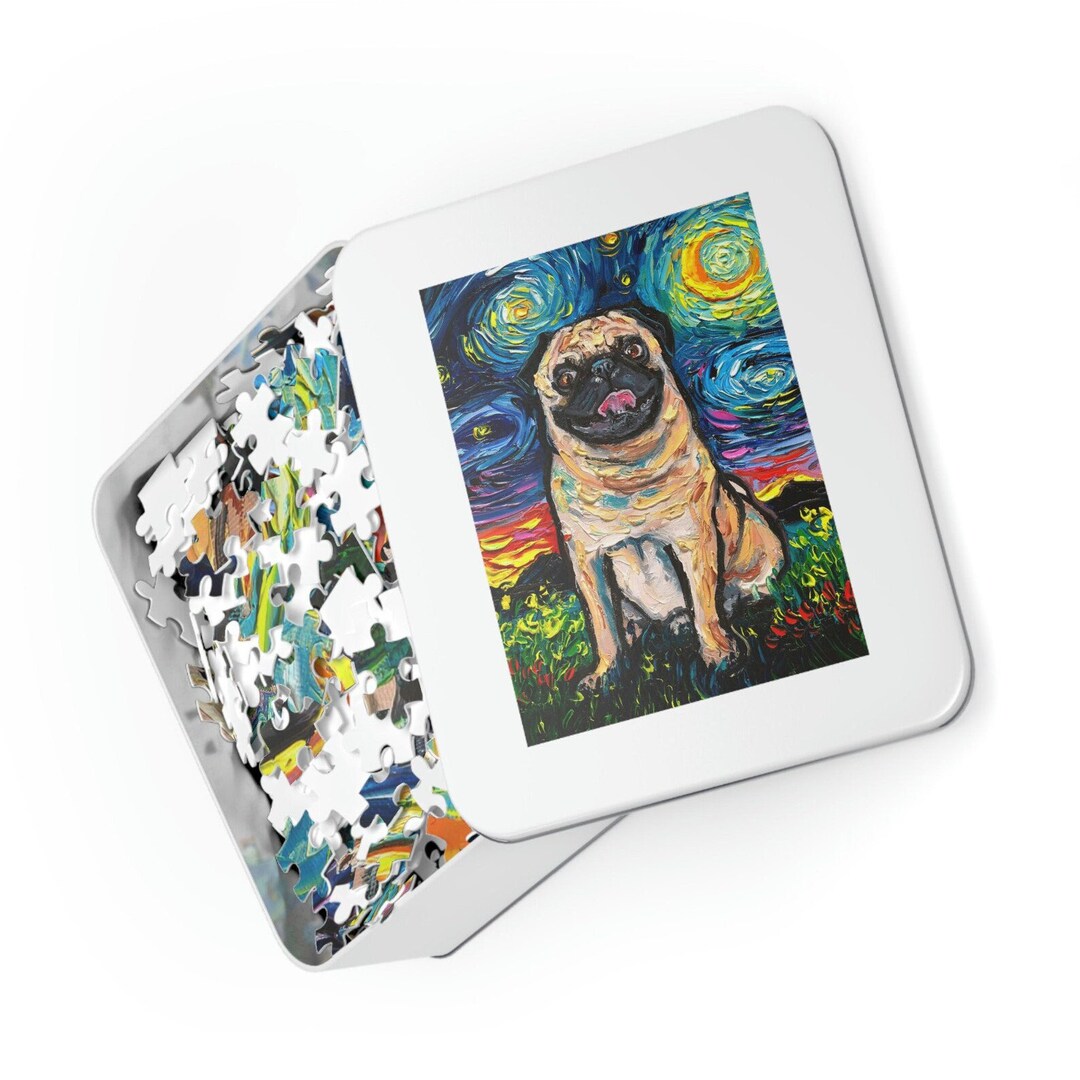 Premium Puzzle Fawn Pug Starry Night Dog 120 Pieces 8x10 252 Pieces ...