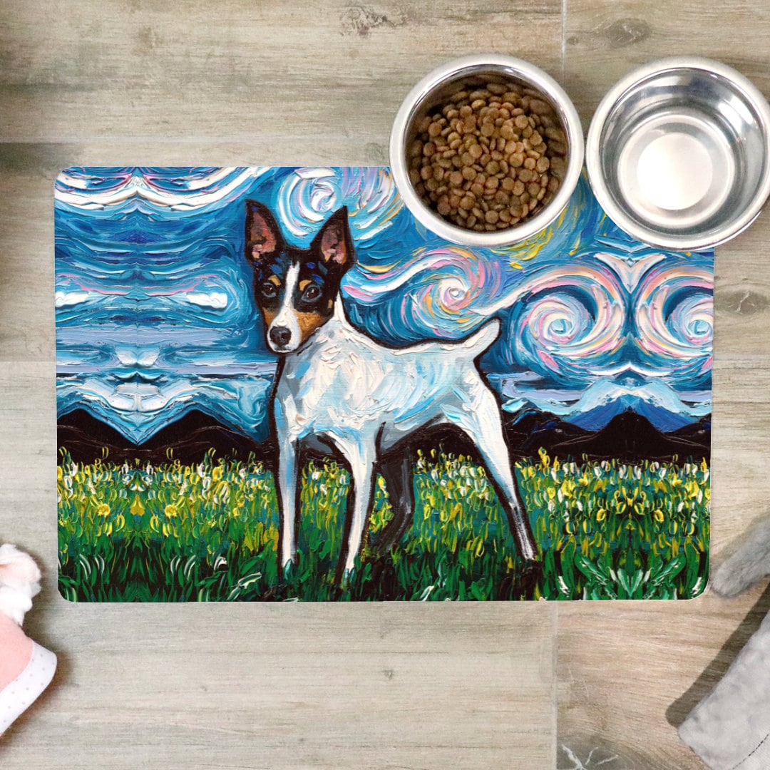 Pet Mat Toy Fox Terrier Starry Night Dog Feeding Mat Nonslip Rubber ...