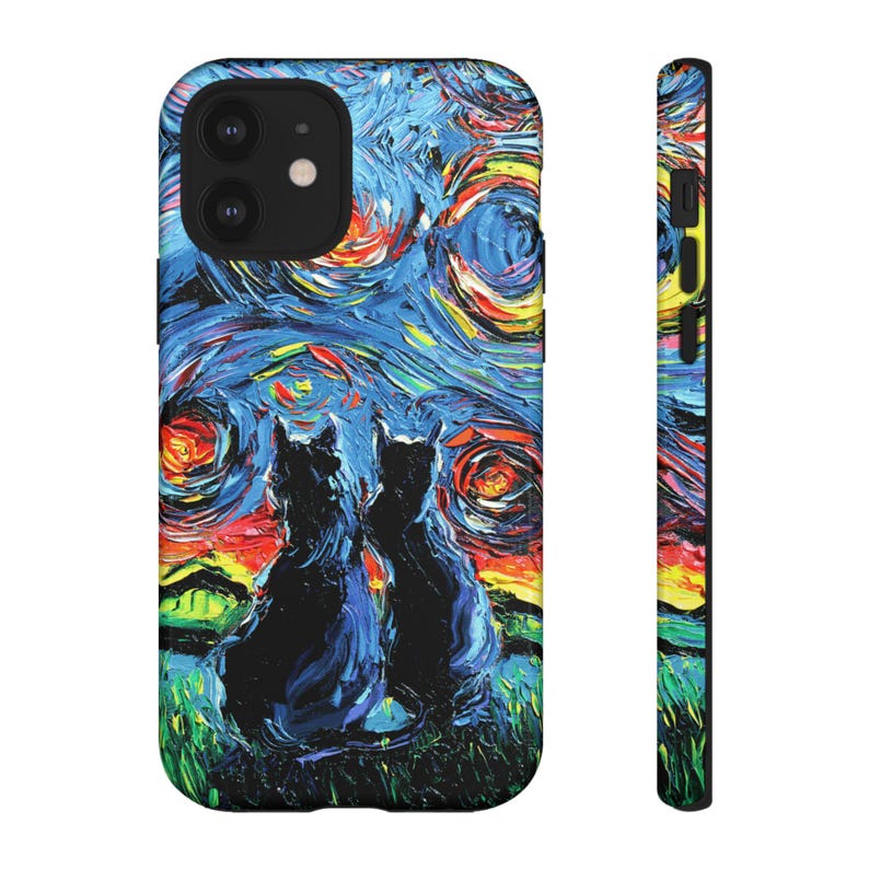 Black Cats Phone Case iPhone Samsung Pixel Starry Night Art Phone ...