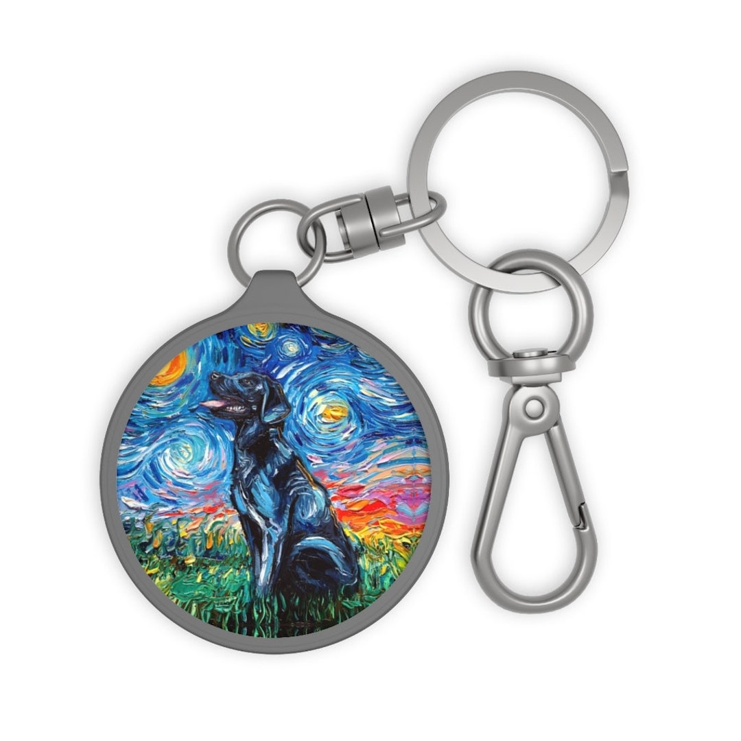 Keychain - Black Labrador Starry Night Dog Key Chain Keyring Tag School ...