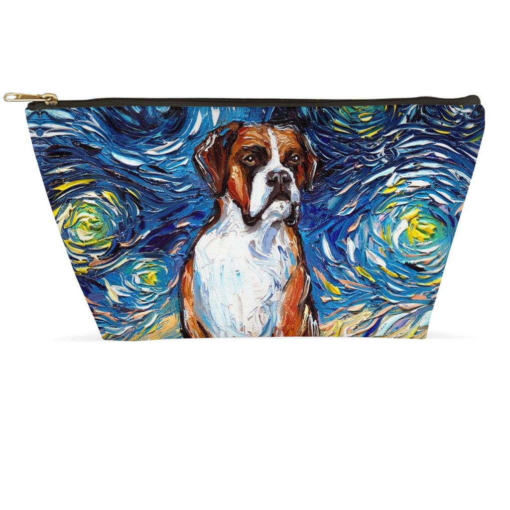 Boxer Dog Starry Night Art Accessory Pouch With T-bottom Stand - Etsy