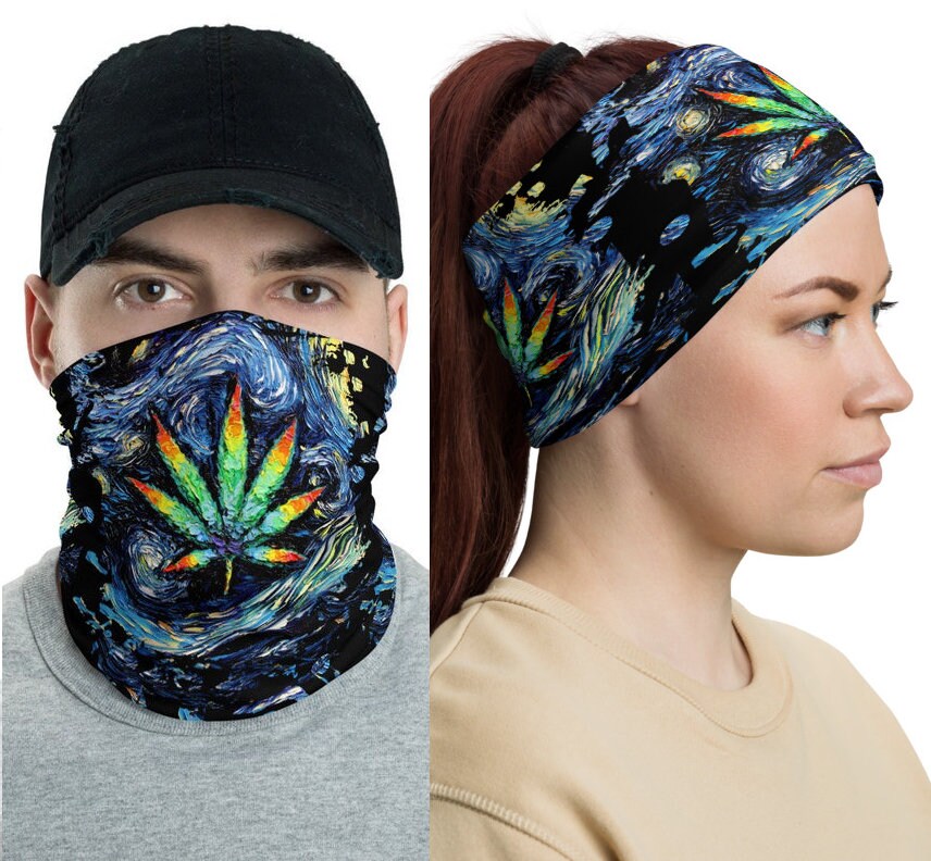 Starry Night Tie Dye Pot Leaf Marijuana Face Mask Face Shield | Etsy