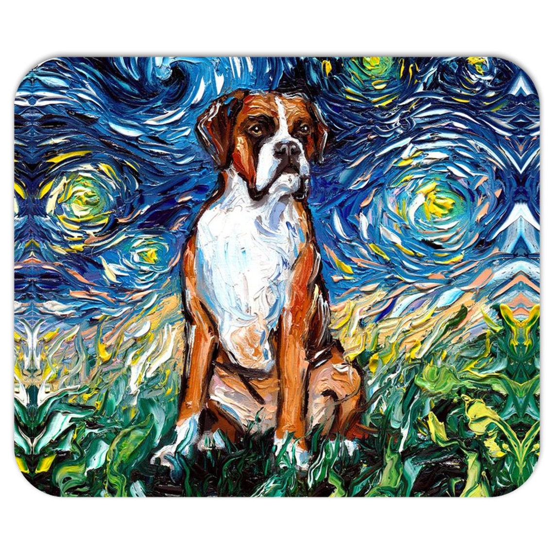 Mousepad Boxer Dog Starry Night Computer Desk Accessories - Etsy