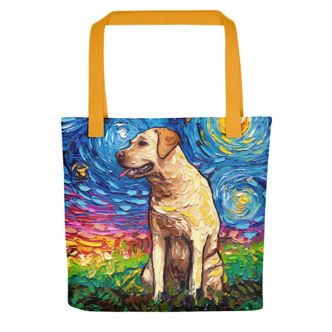 Yellow Labrador Dog Starry Night Tote Bag Handbag Artwork by Aja Blonde ...