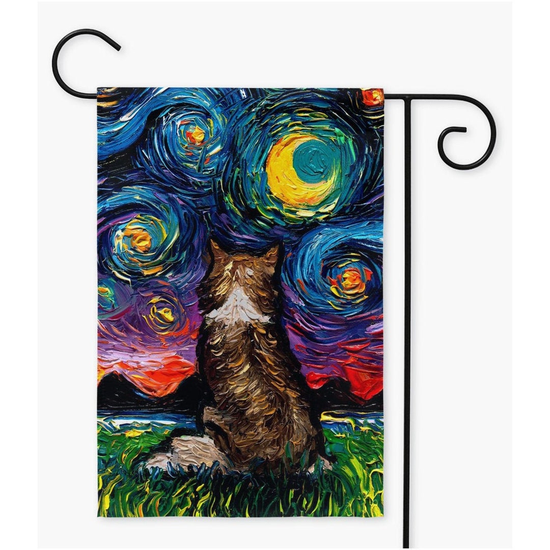 Sheltie Shetland Sheepdog Starry Night Yard Flags Double Sided Printing ...