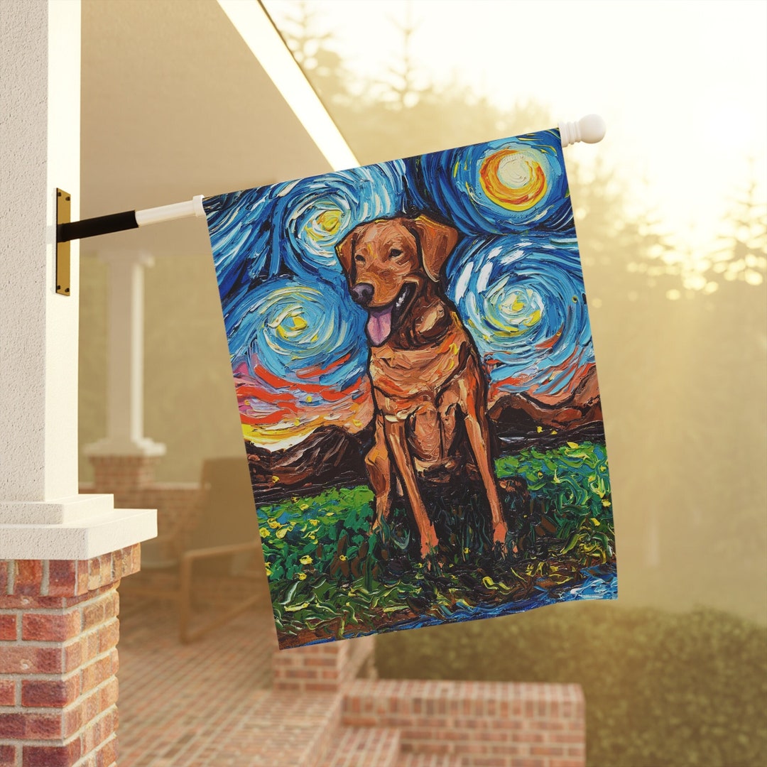 Yard and House Flags Fox Red Labrador Starry Night Double Sided ...