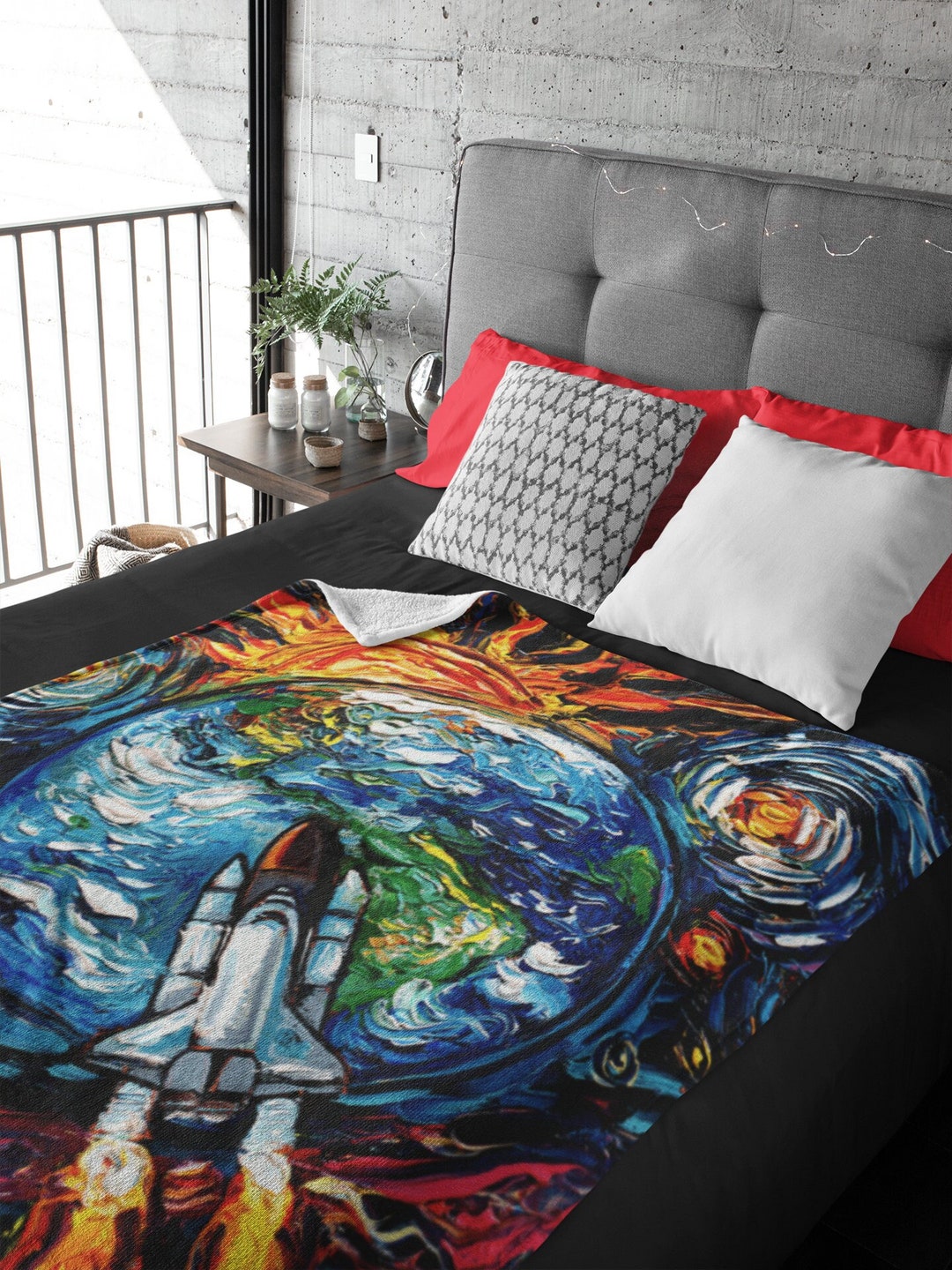 Velveteen Minky Blanket Space Shuttle Earth Sun Outerspace Exploration ...