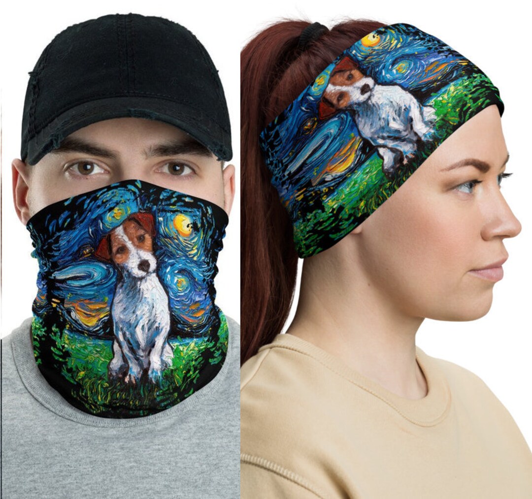 Jack Russell Terrier Dog Starry Night Art Face Mask Face Shield ...