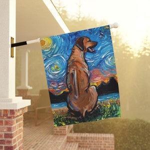 Rhodesian Ridgeback Starry Night Yard and House Flags Double Sided ...