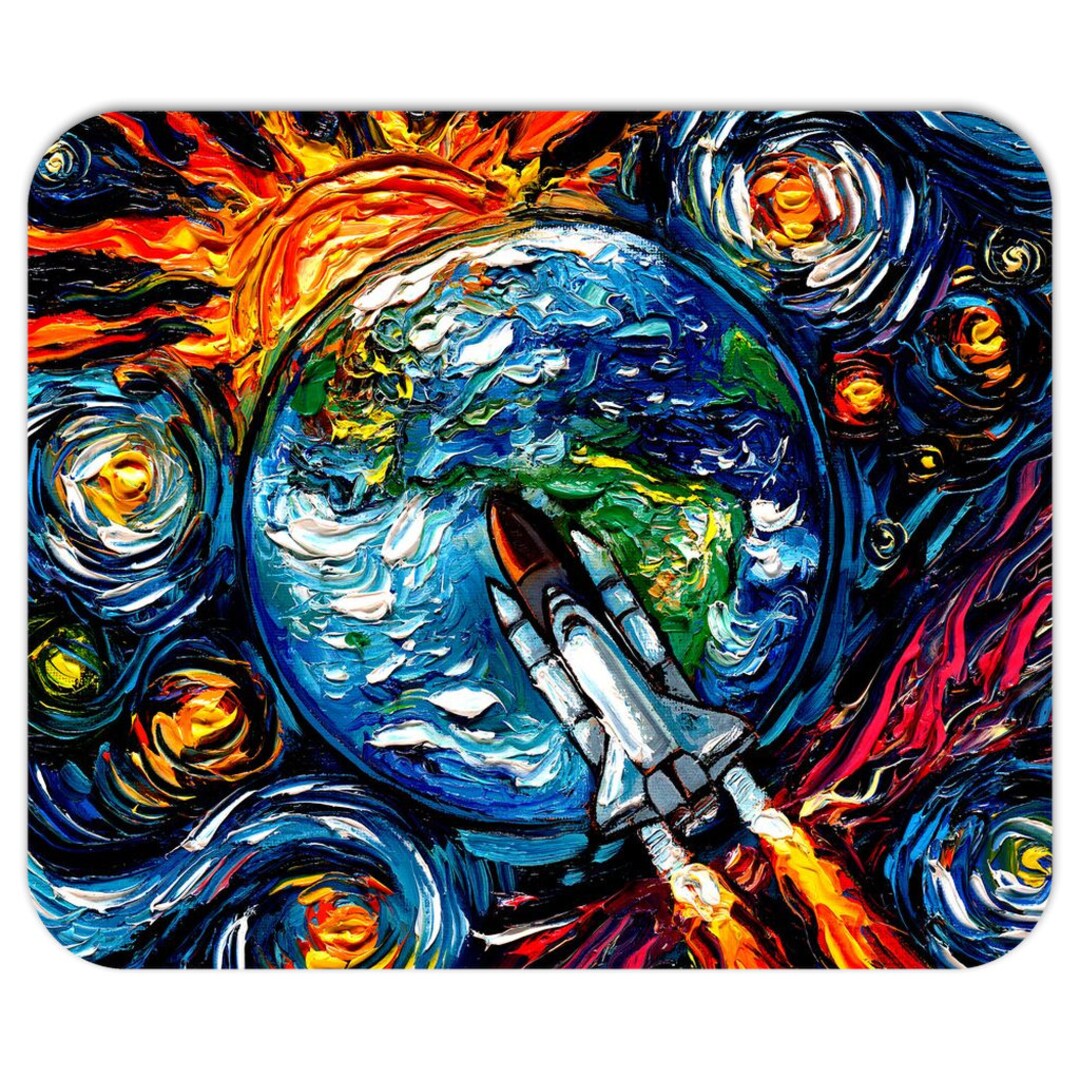 Outerspace Mousepad Starry Night Office Decor Space Shuttle Desk Mat ...